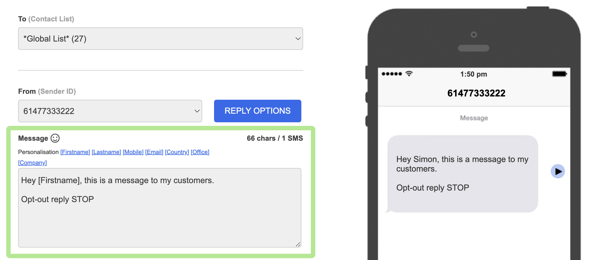 How to send an SMS message